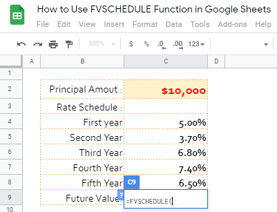 How to Use FVSCHEDULE Function in Google Sheets: Step-By-Step