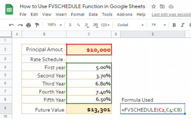 How to Use FVSCHEDULE Function in Google Sheets: Step-By-Step