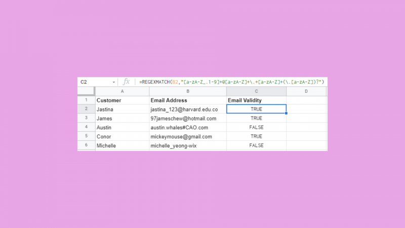 How to Use REGEXMATCH Function in Google Sheets - Sheetaki